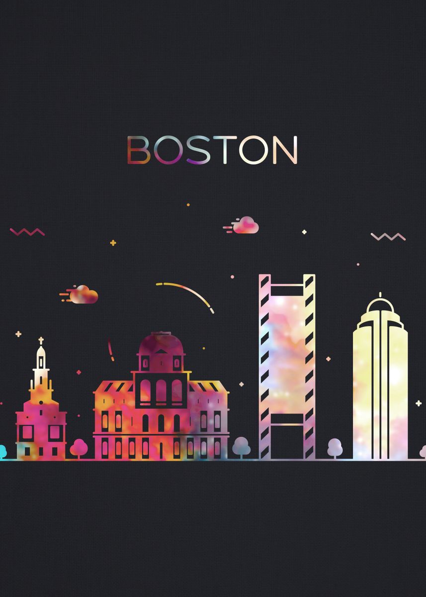 'Boston Massachusetts City ' Poster, picture, metal print, paint by ...