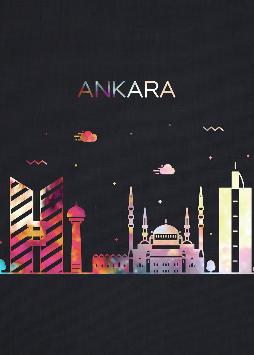 'Ankara Turkey City Skyline' Poster, picture, metal print, paint by ...
