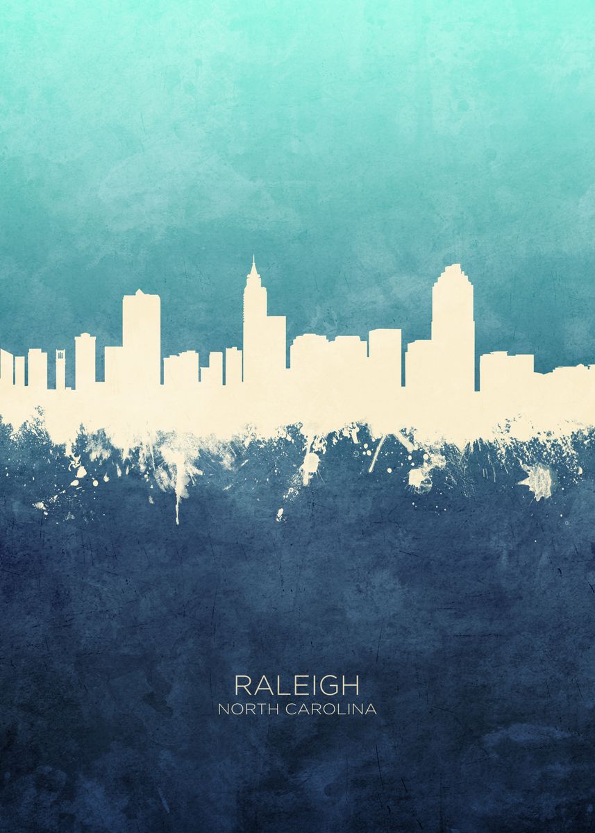 'Raleigh Skyline' Poster by Michael Tompsett | Displate