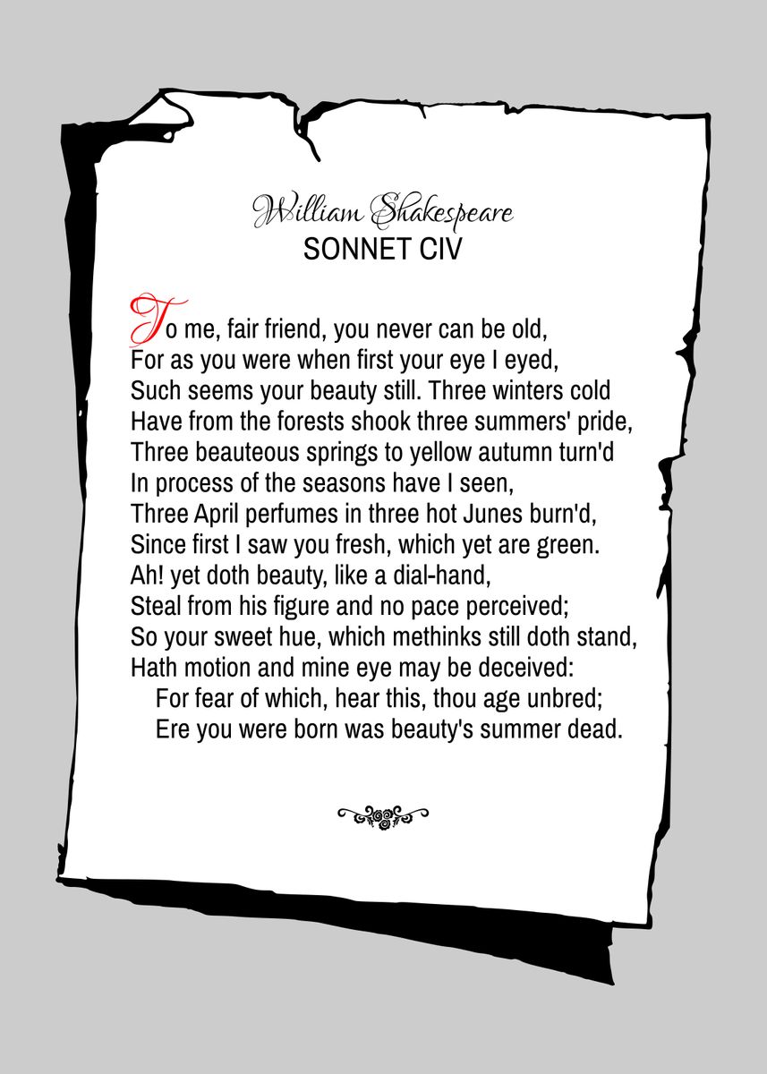 'Shakespeare Sonnet 104' Poster by Art Ofphotos | Displate
