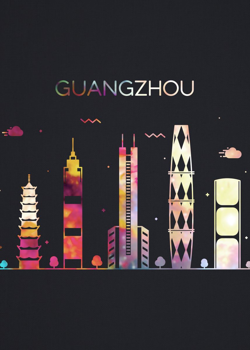 'Guangzhou City Skyline Art' Poster by Design Turnpike | Displate