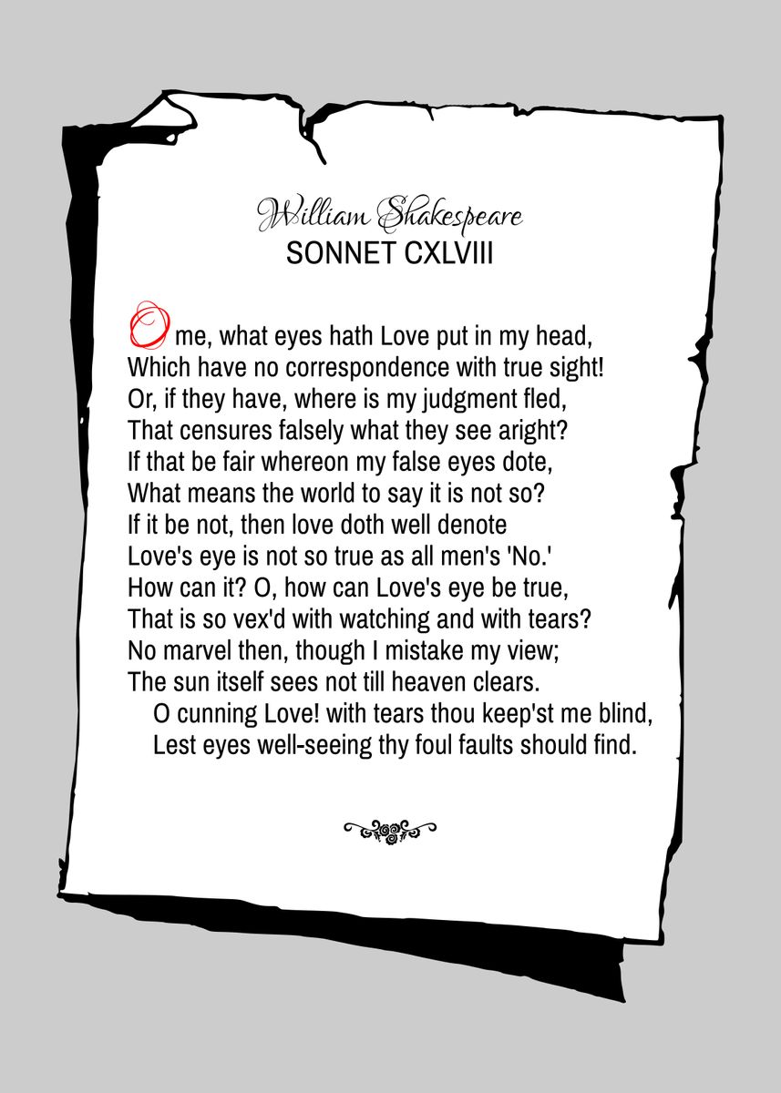 'Shakespeare Sonnet 148' Poster, picture, metal print, paint by Art ...