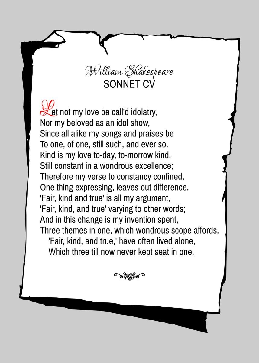 'Shakespeare Sonnet 105' Poster by Art Ofphotos | Displate