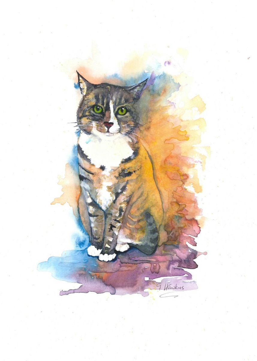 'Pi the Cat' Poster, picture, metal print, paint by Geoff Hawkins ...