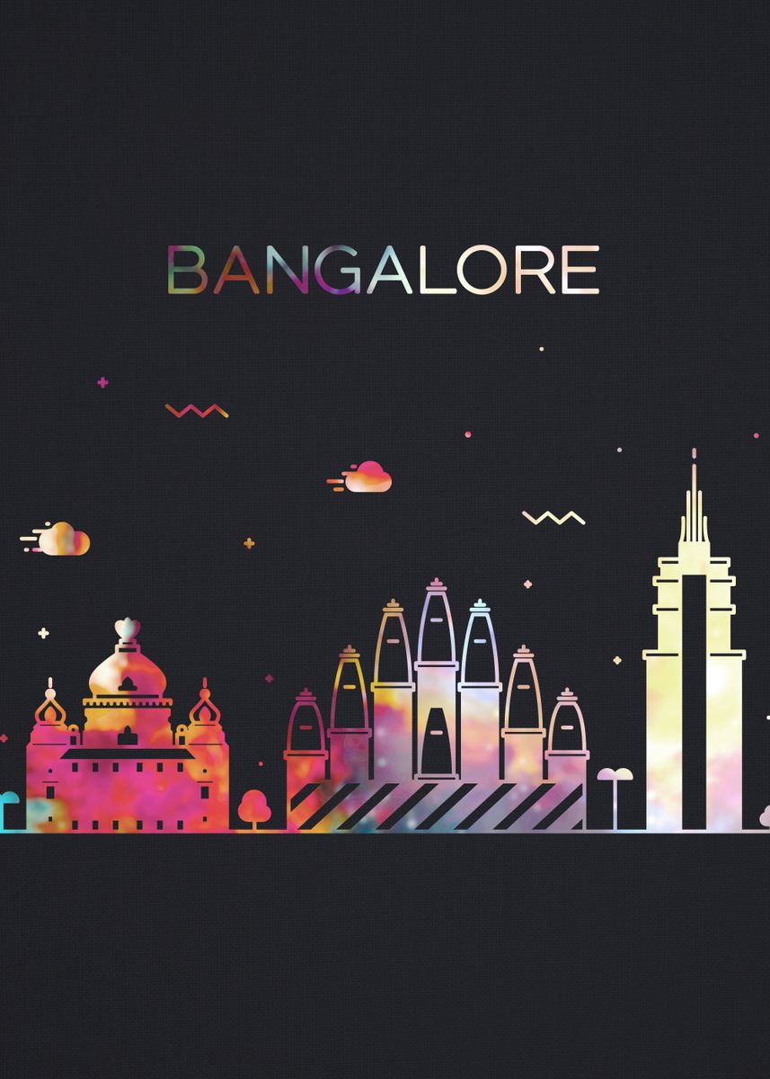 'Bangalore City Skyline Art' Poster, picture, metal print, paint by ...