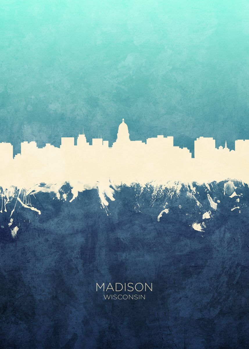 'Madison Wisconsin Skyline' Poster, picture, metal print, paint by ...