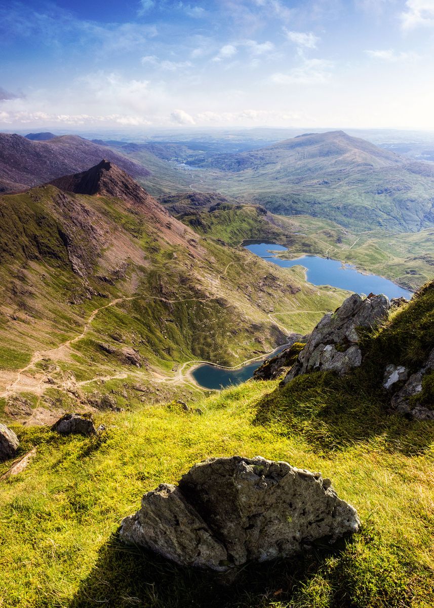 'Snowdon Tracks' Poster, picture, metal print, paint by Ian Mitchell ...