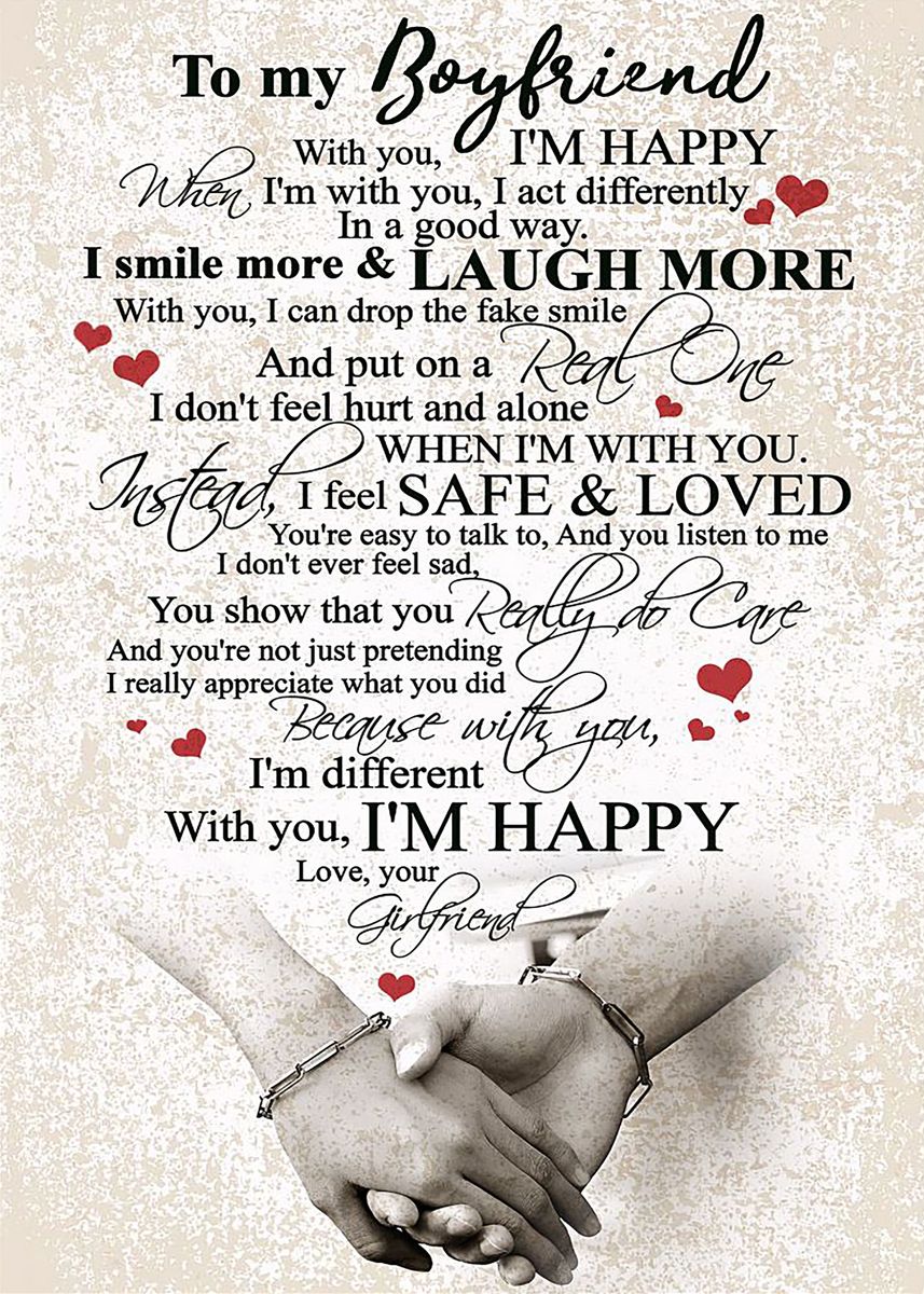 'Love Quote For Boyfriend' Poster, picture, metal print, paint by Pete ...