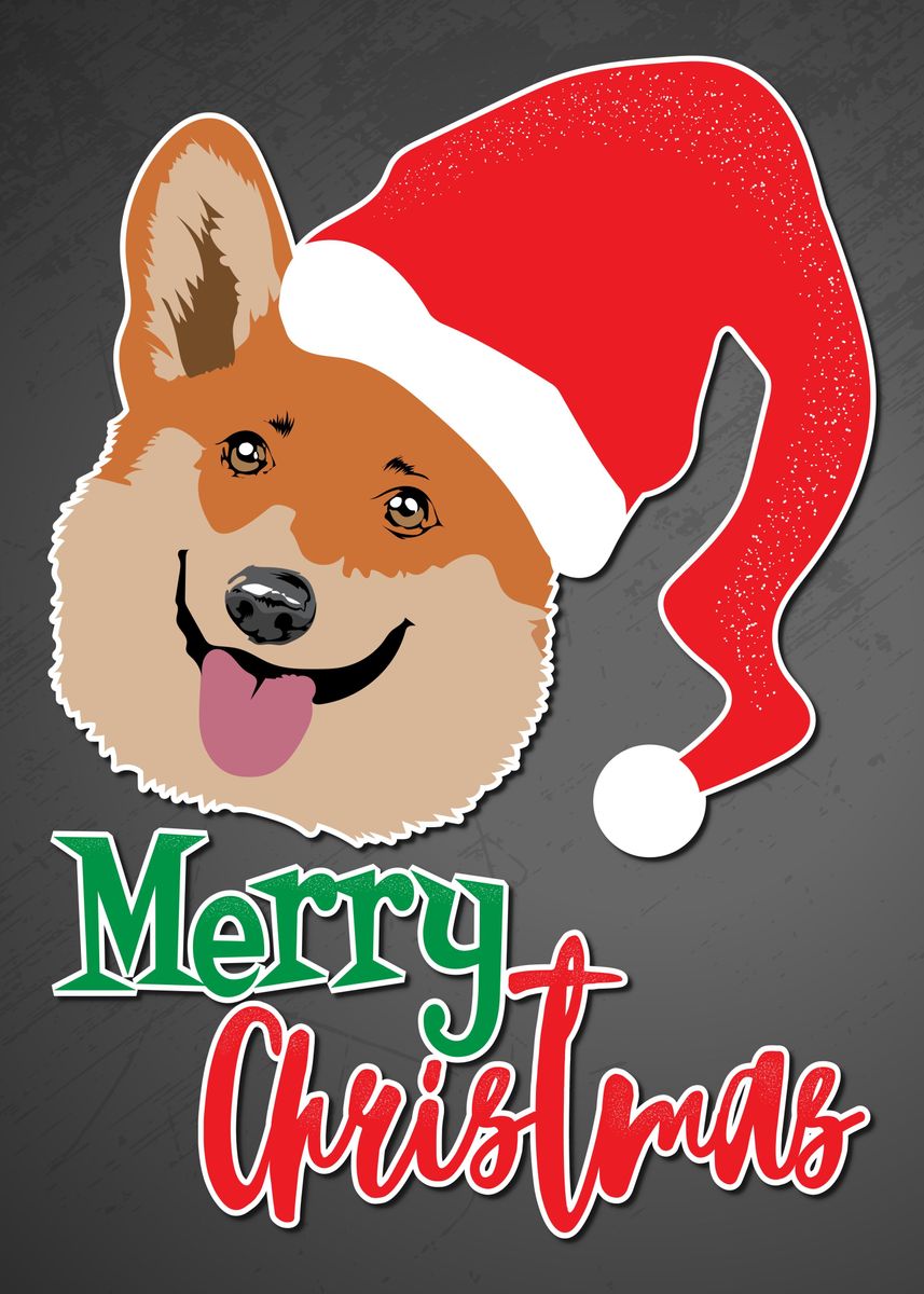 'Christmas Santa Puppy' Poster by Smiling Nerd | Displate