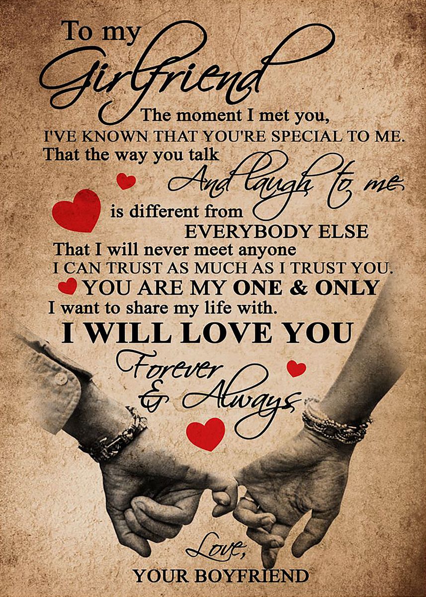 'Love Quote For Girlfriend' Poster, picture, metal print, paint by Pete ...