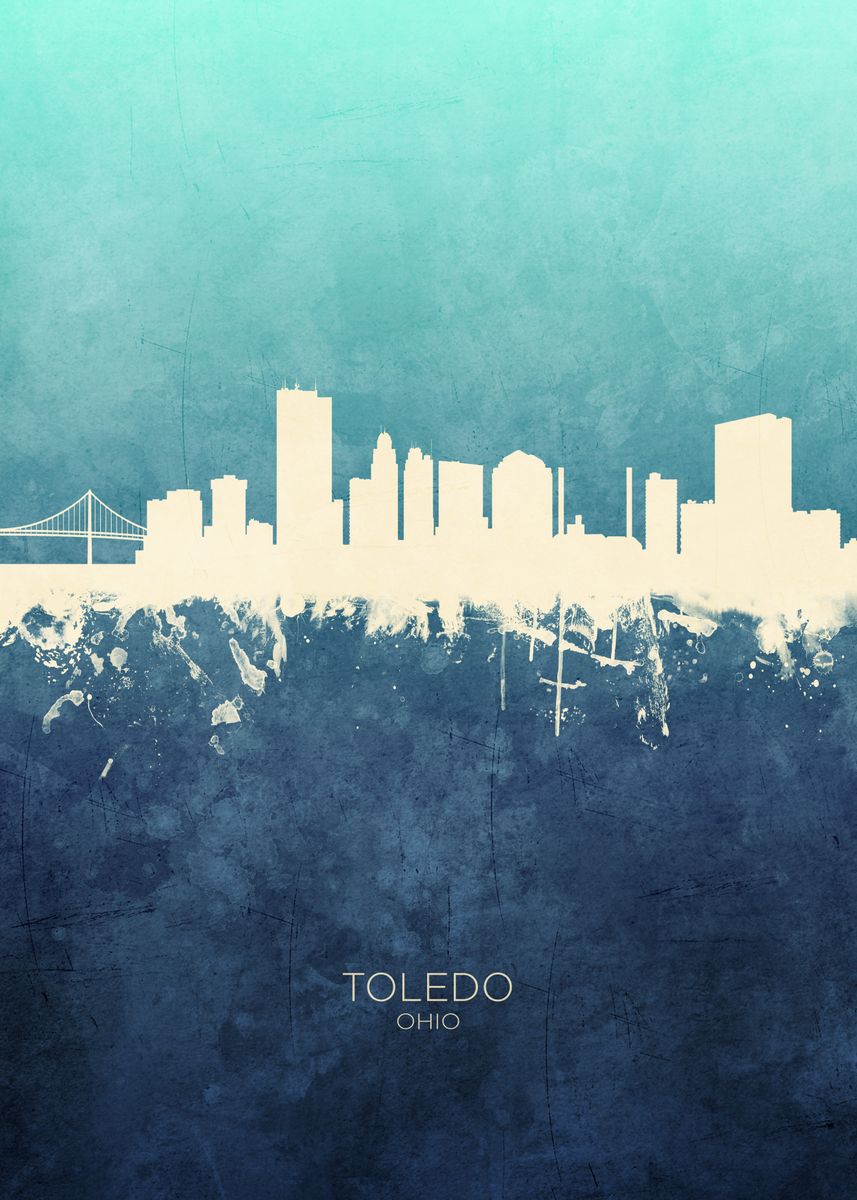 'Toledo Ohio Skyline' Poster by Michael Tompsett | Displate