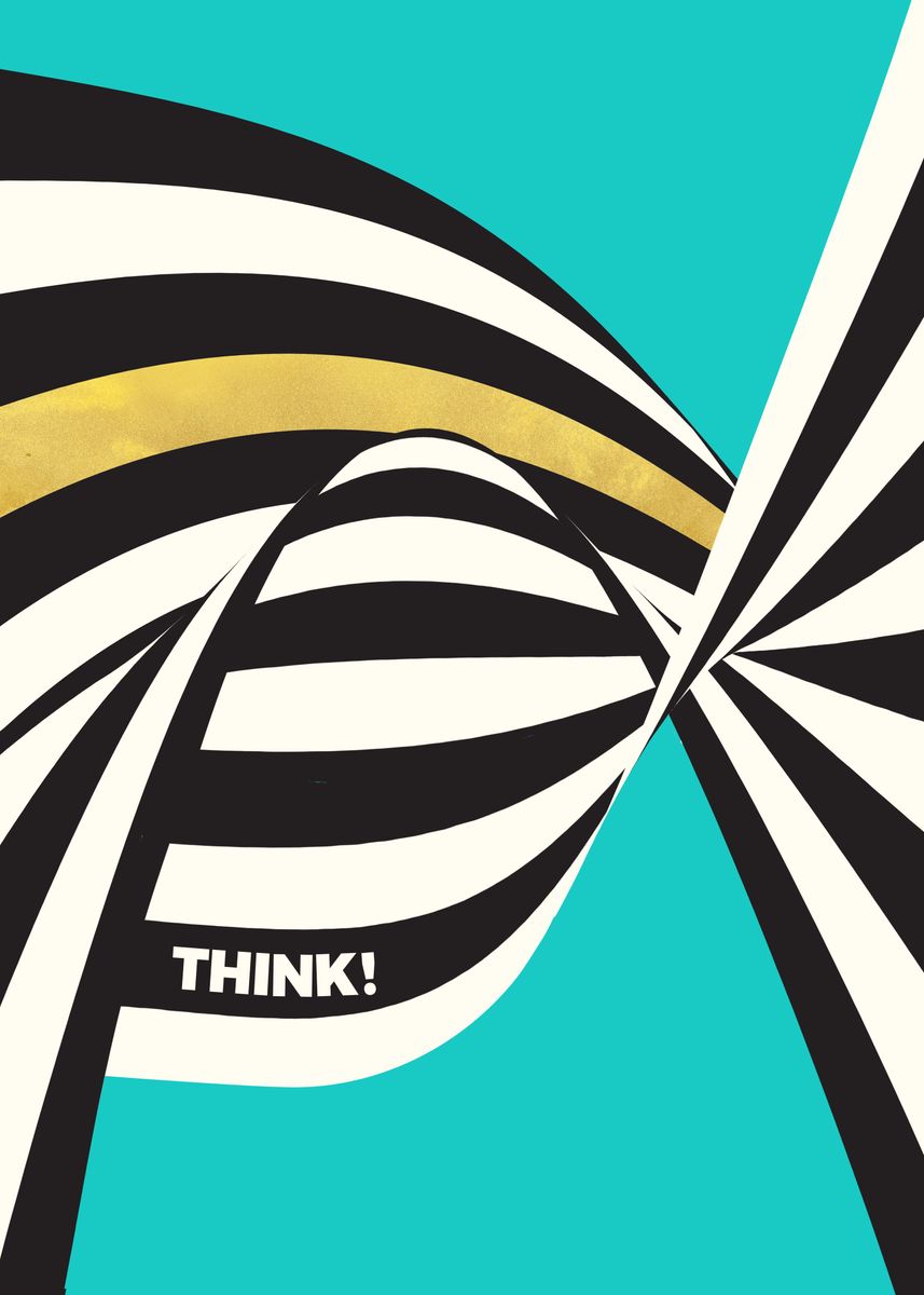 'THINK Wavy Stripes ' Poster, picture, metal print, paint by Mohlala ...