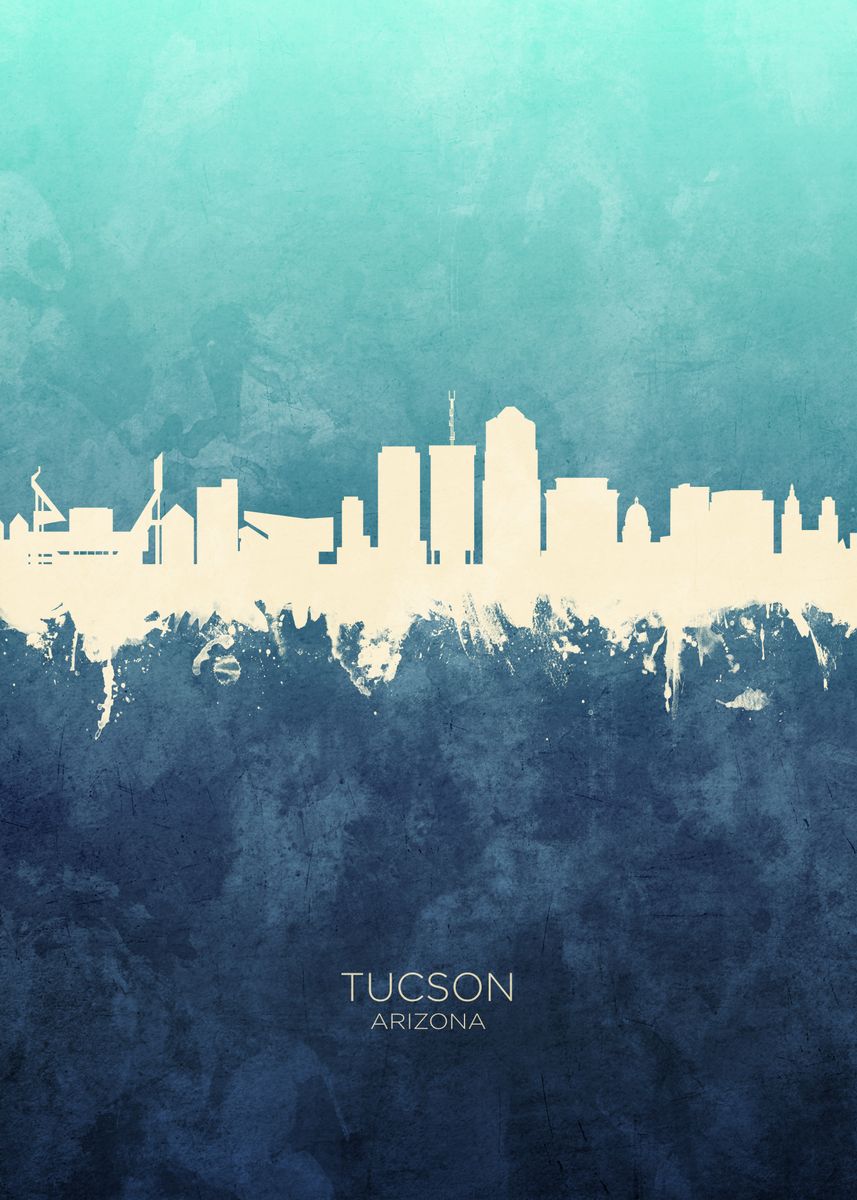 'Tucson Arizona Skyline' Poster, picture, metal print, paint by Michael ...