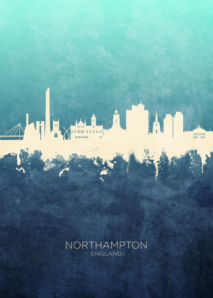 'Northampton Skyline' Poster, picture, metal print, paint by Michael ...