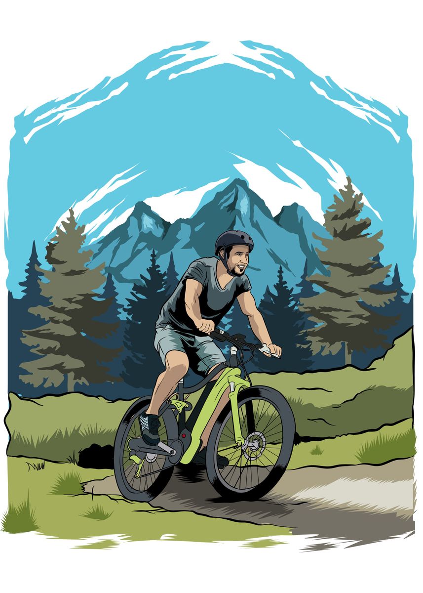 'Mountain Bike Fun' Poster, picture, metal print, paint by Wonderful ...