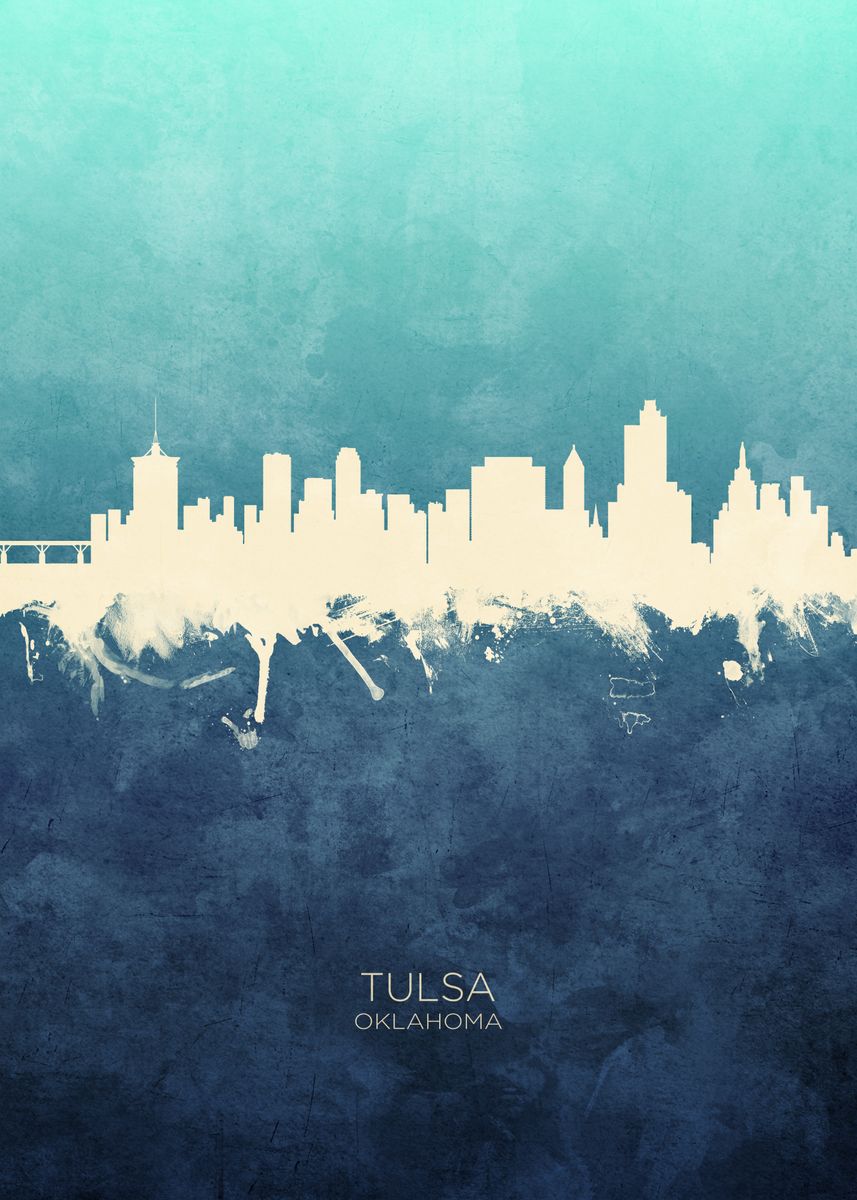 'Tulsa Oklahoma Skyline' Poster, picture, metal print, paint by Michael ...