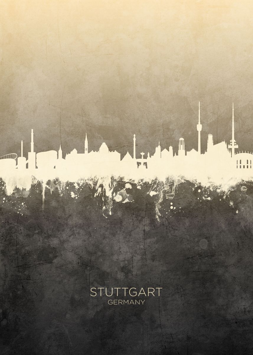 'Stuttgart Germany Skyline' Poster, picture, metal print, paint by ...
