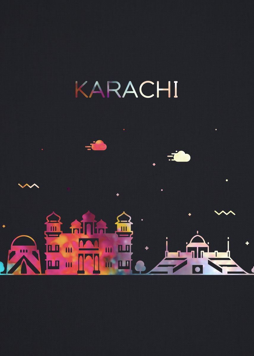 'Karachi Pakistan Skyline' Poster, picture, metal print, paint by ...