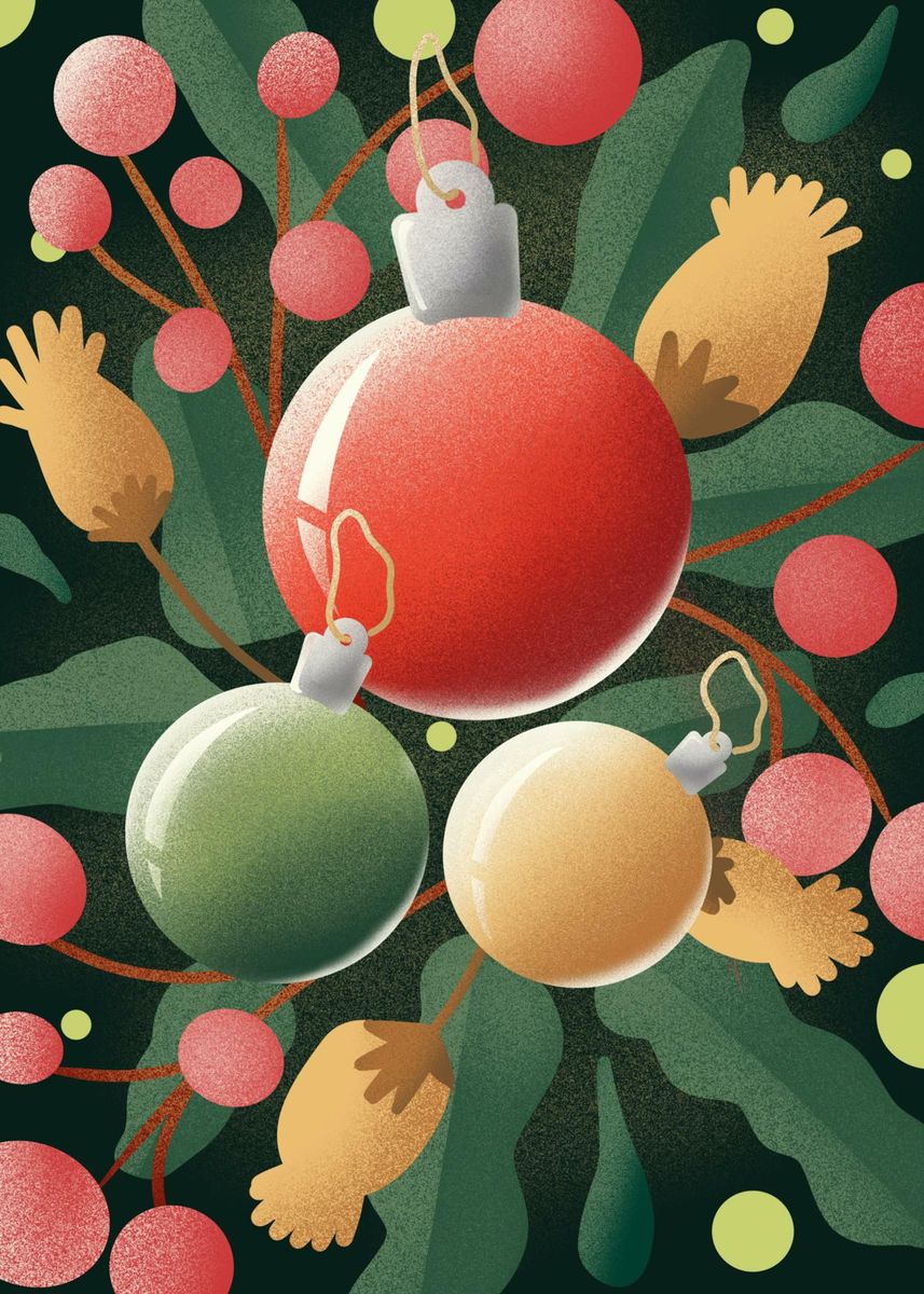 'Christmas Balls' Poster, picture, metal print, paint by Joshua Basco ...