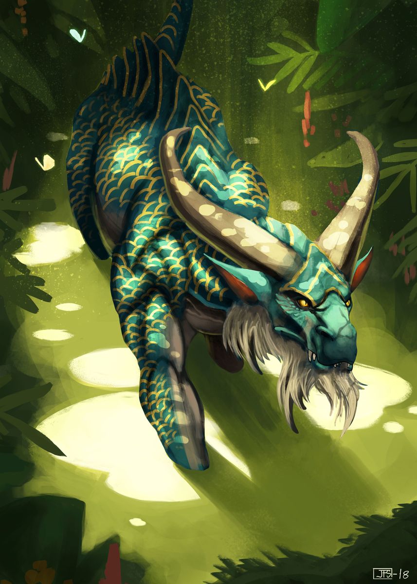 'Lotus Dragon' Poster, picture, metal print, paint by SantacrewArt ...