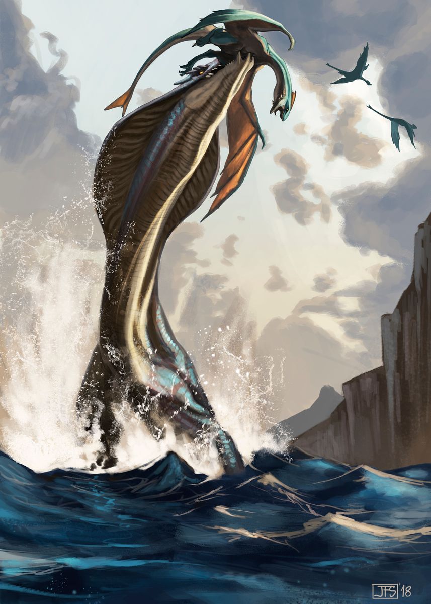 'Oceanic Dragon' Poster by SantacrewArt | Displate