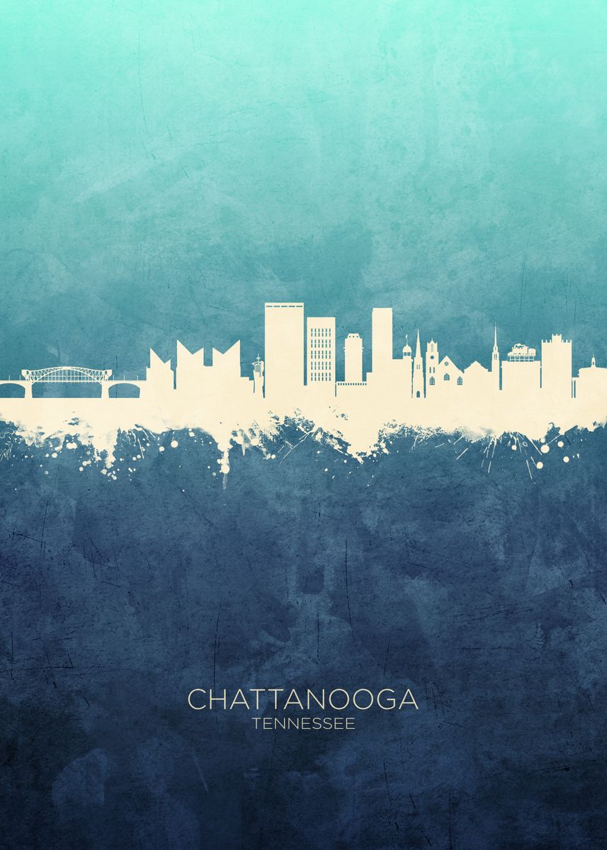 'Chattanooga Skyline' Poster by Michael Tompsett | Displate