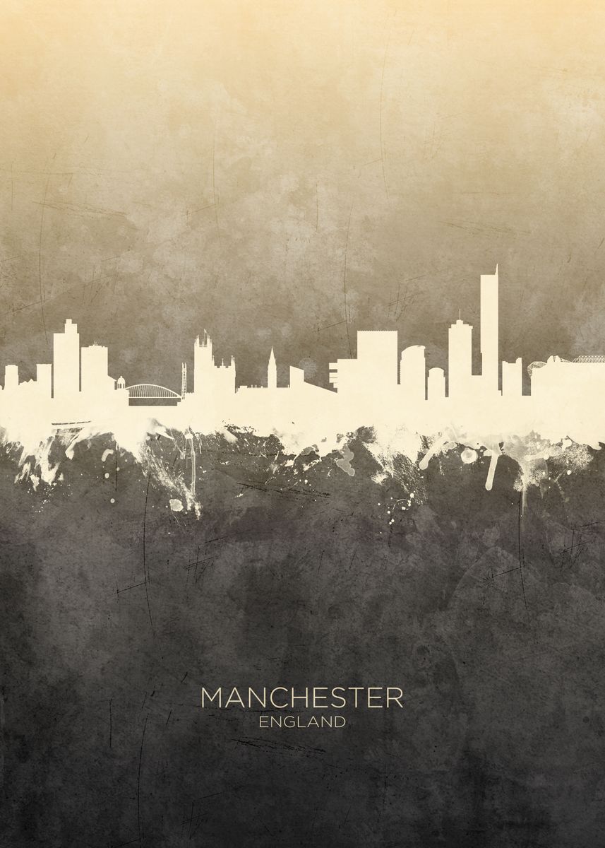 'Manchester England Skyline' Poster, picture, metal print, paint by ...