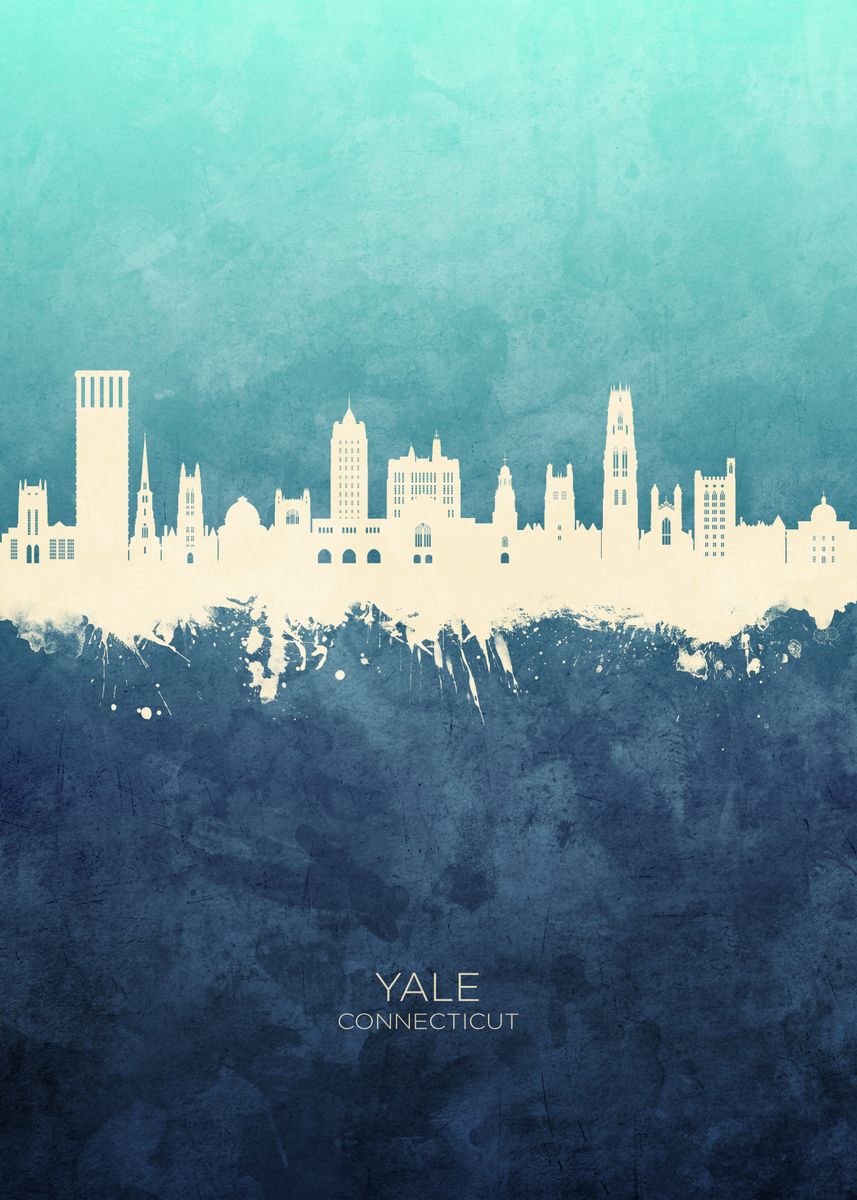 'Yale Connecticut Skyline' Poster, picture, metal print, paint by ...