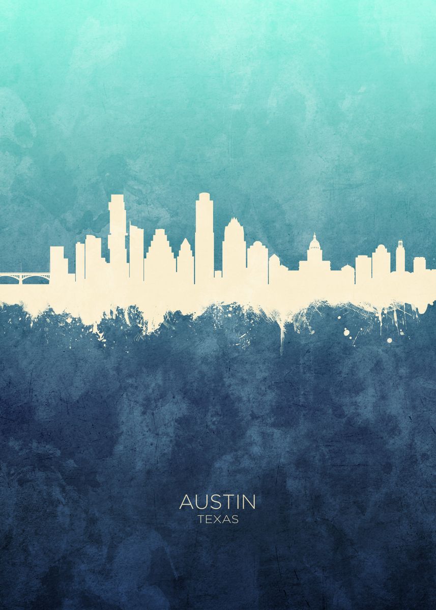 'Austin Texas Skyline' Poster by Michael Tompsett | Displate
