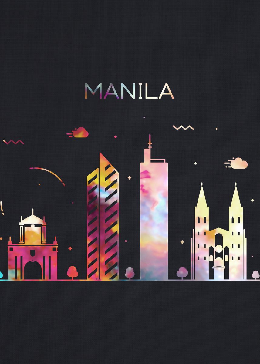 'Manila City Skyline Art' Poster, picture, metal print, paint by Design ...