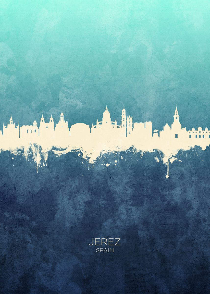 'Jerez Spain Skyline' Poster by Michael Tompsett | Displate