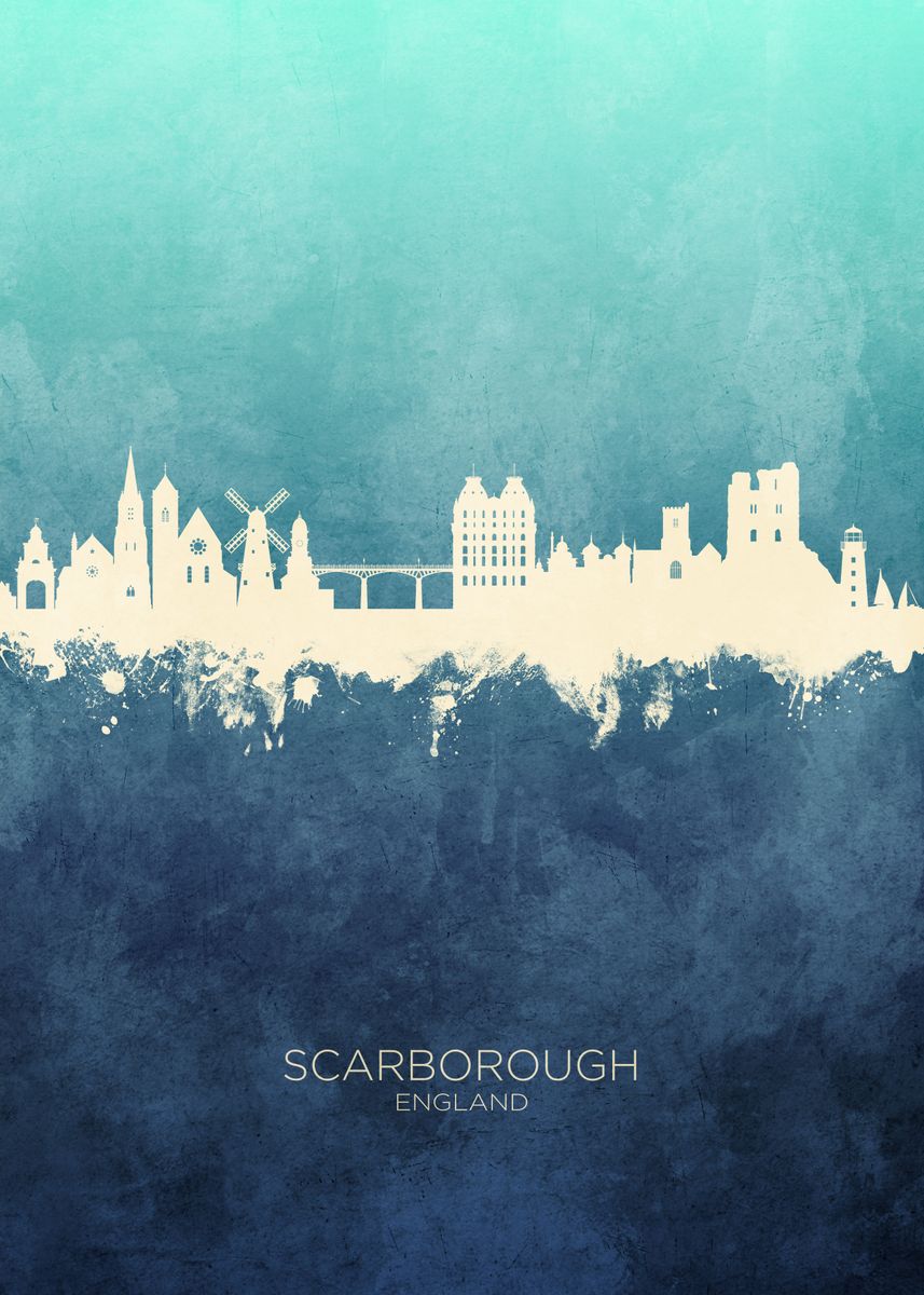 'Scarborough Skyline' Poster by Michael Tompsett | Displate