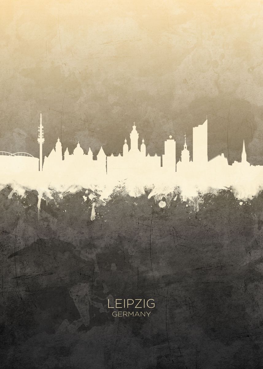 'Leipzig Germany Skyline' Poster, picture, metal print, paint by ...