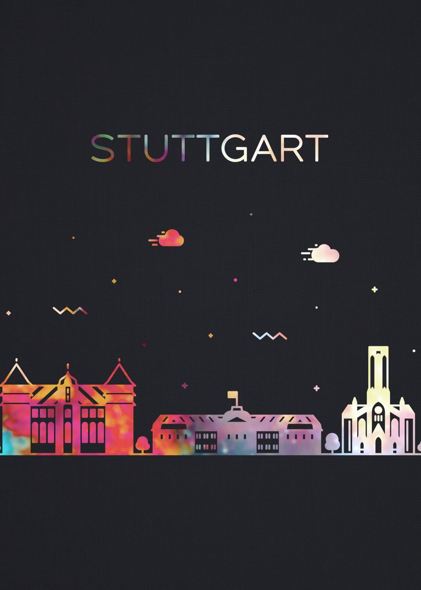 'Stuttgart City Skyline Art' Poster, picture, metal print, paint by ...