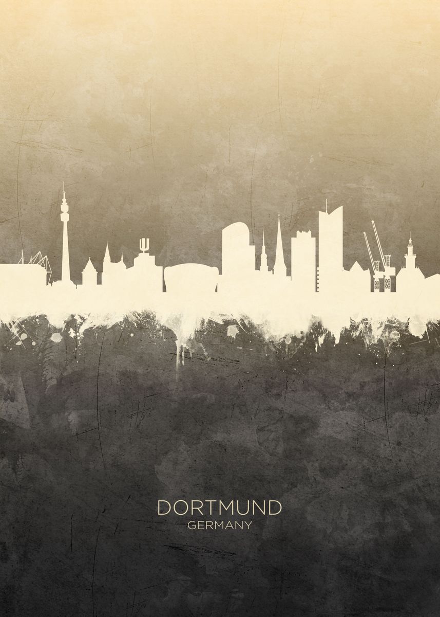 'Dortmund Germany Skyline' Poster, picture, metal print, paint by ...