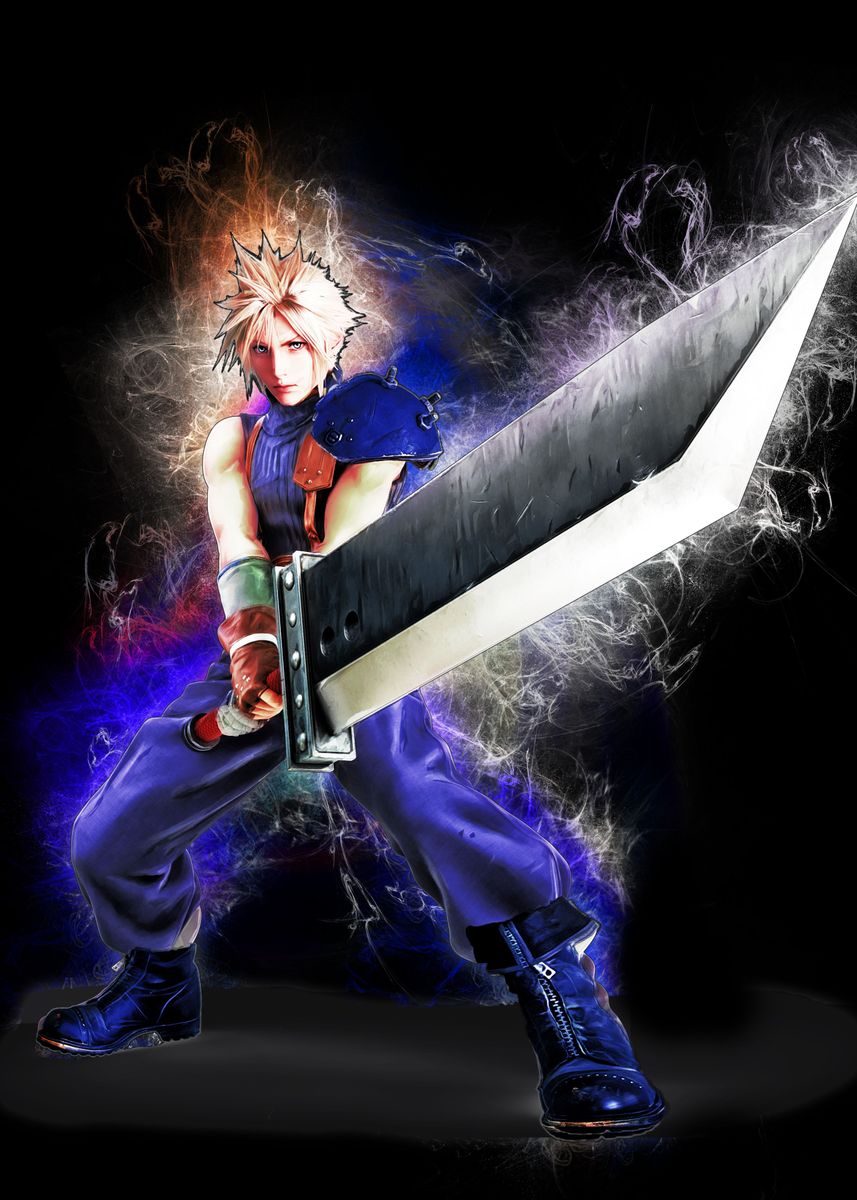 'cloud strife fight mode ' Poster, picture, metal print, paint by ...