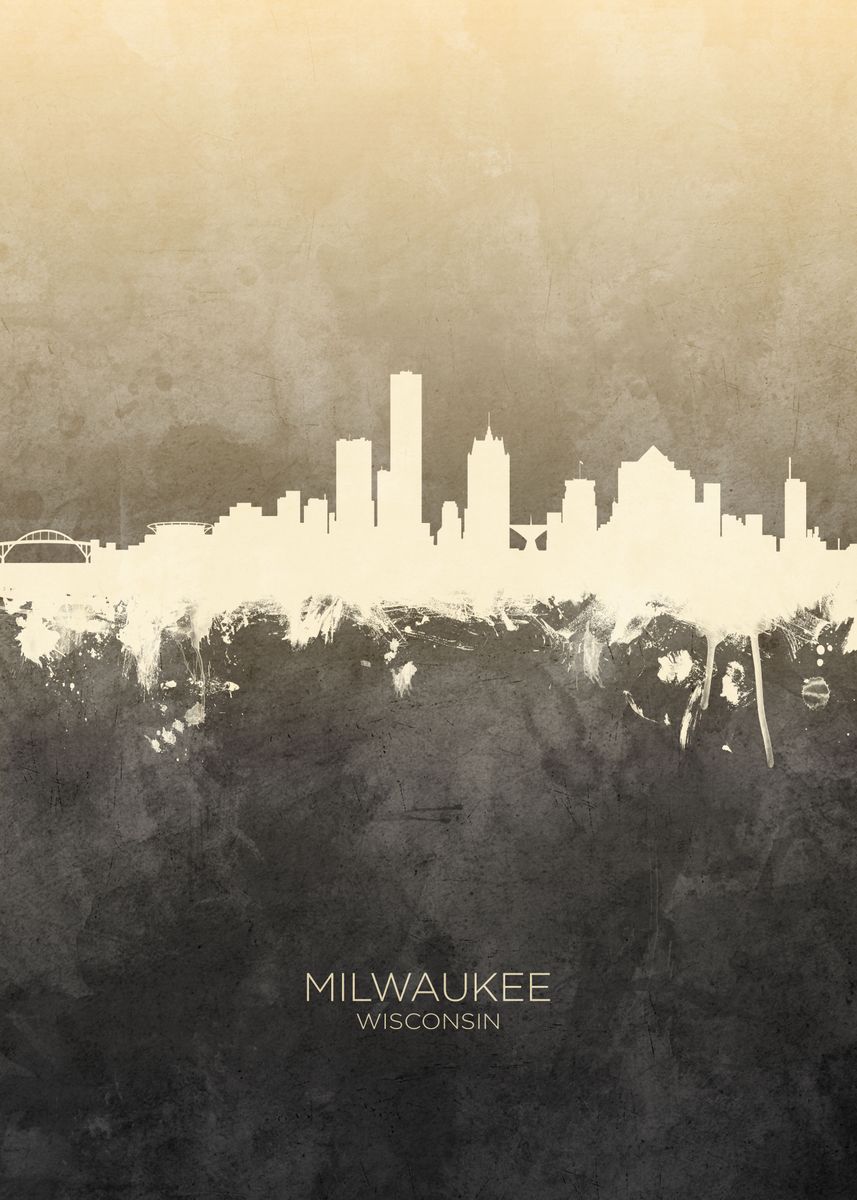 'Milwaukee Skyline' Poster, picture, metal print, paint by Michael ...