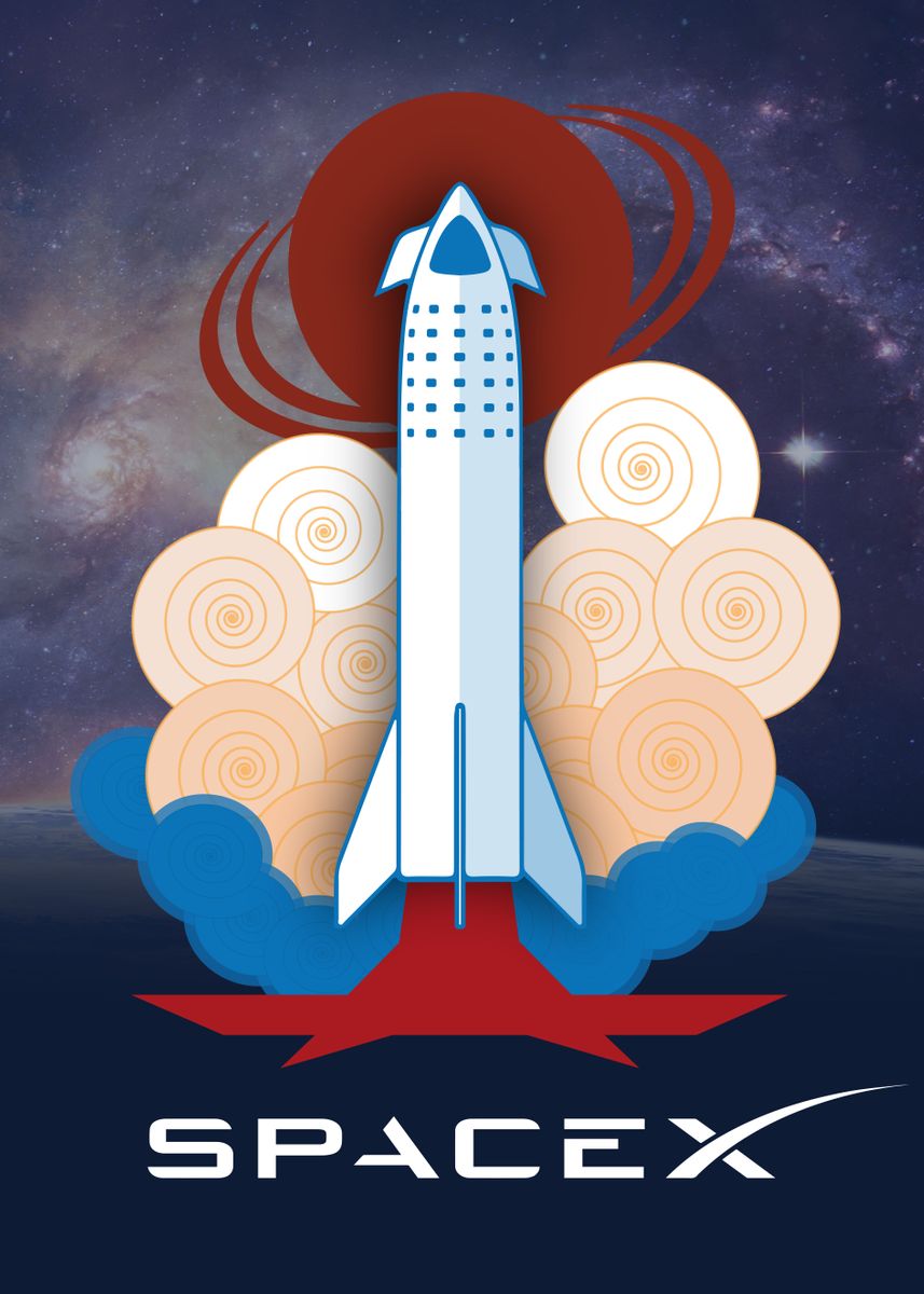 'SPACEX STARSHIP GALAXY' Poster, picture, metal print, paint by Madjack ...