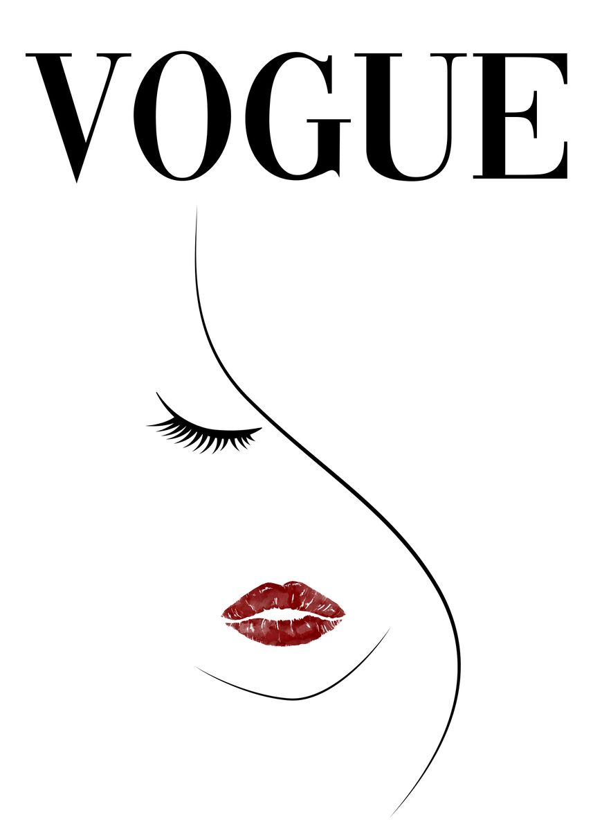 'Vogue Woman Girl Face Lips' Poster, picture, metal print, paint by ...