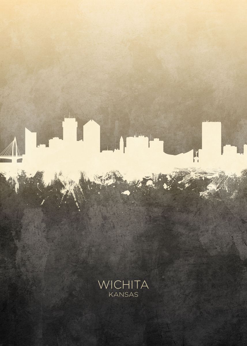 'Wichita Kansas Skyline' Poster, picture, metal print, paint by Michael ...
