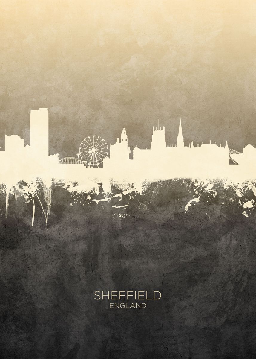'Sheffield England Skyline' Poster, picture, metal print, paint by ...