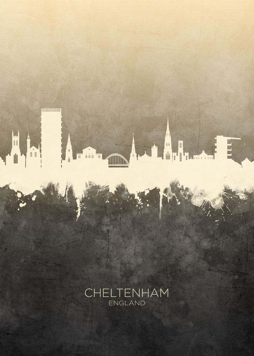 'Cheltenham England Skyline' Poster, picture, metal print, paint by ...