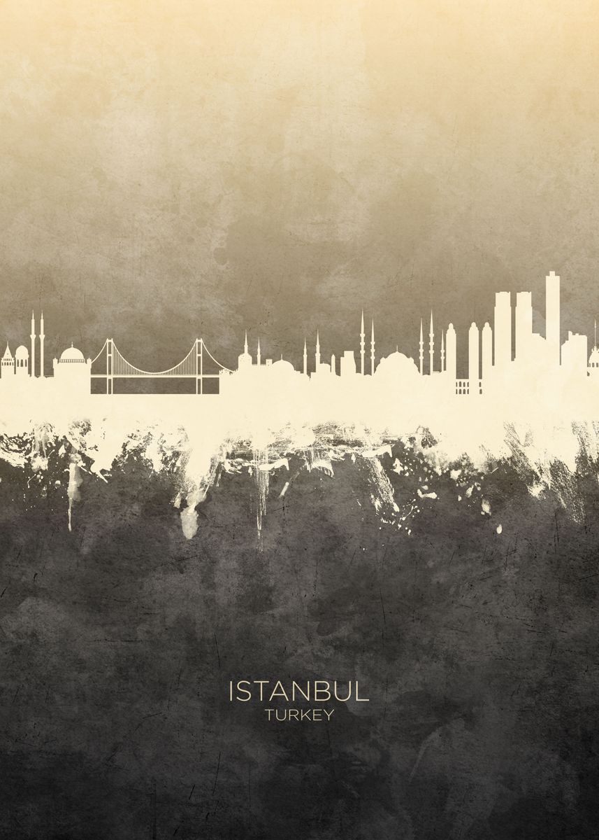 'Istanbul Turkey Skyline' Poster, picture, metal print, paint by ...