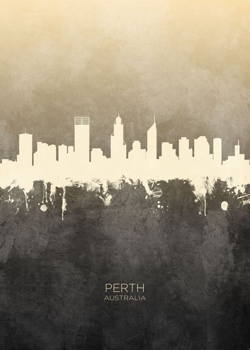 'Perth Australia Skyline' Poster by Michael Tompsett | Displate