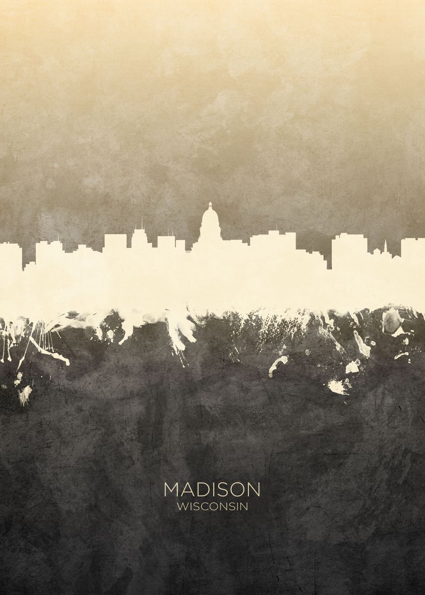 'Madison Wisconsin Skyline' Poster, picture, metal print, paint by ...