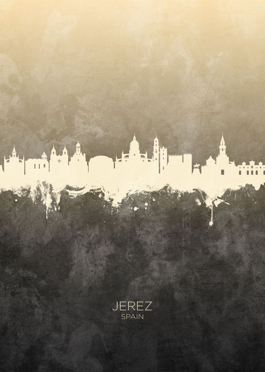 'Jerez Spain Skyline' Poster, picture, metal print, paint by Michael ...
