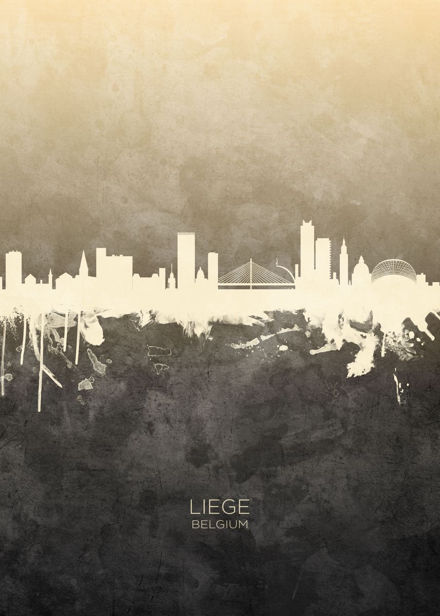 'Liege Belgium Skyline' Poster by Michael Tompsett | Displate