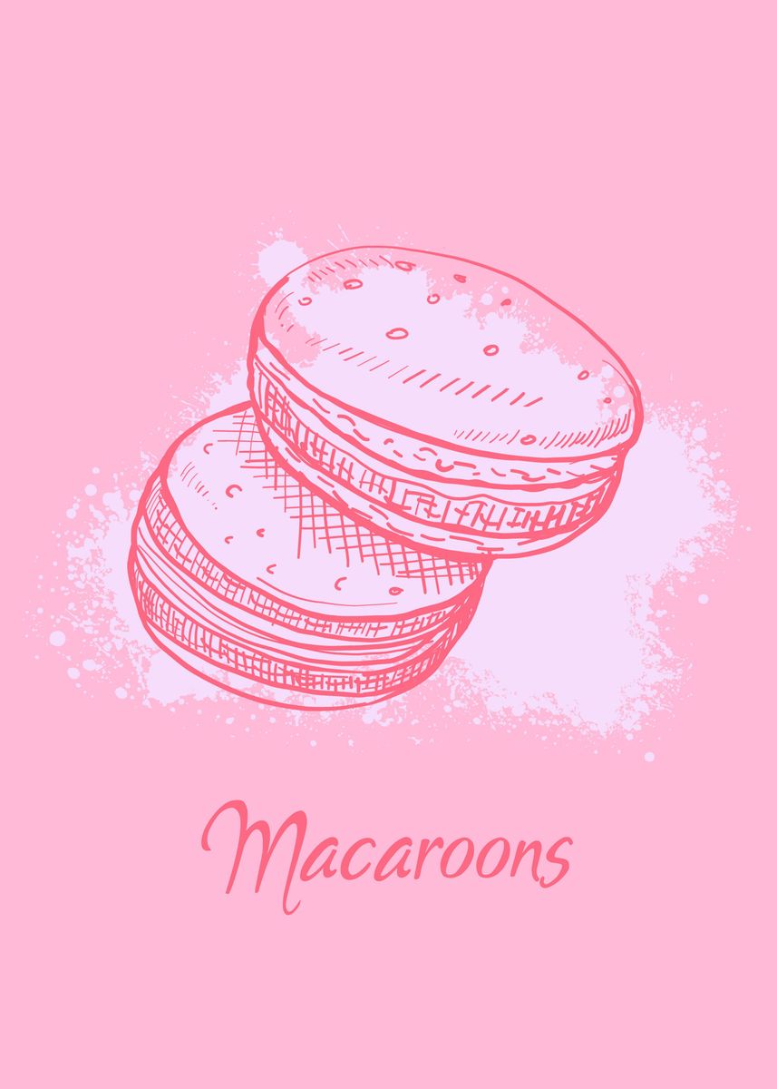 'Pink Macaroons' Poster, picture, metal print, paint by Nine Arts ...