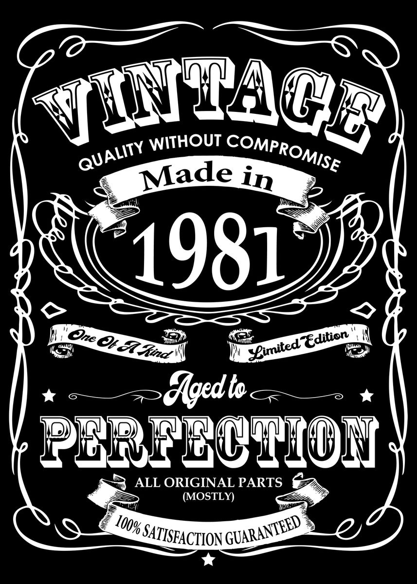 'Made in 1981 Birthday' Poster, picture, metal print, paint by Pod M ...