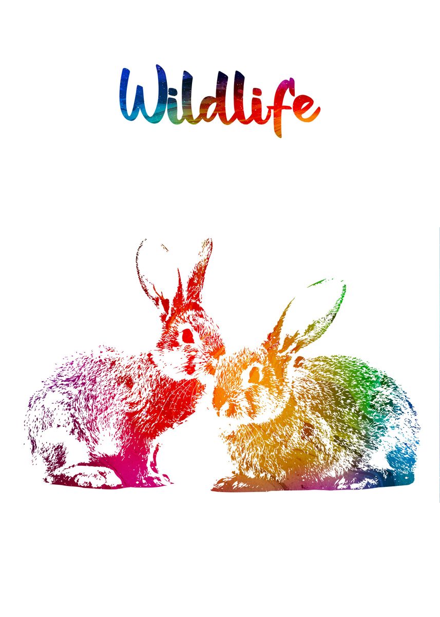 'Rabbits' Poster, picture, metal print, paint by Printed Artings | Displate
